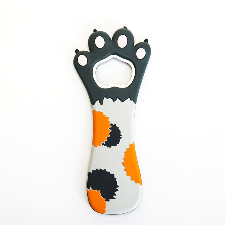 Большой волнообразный модный силиконовый открывашка для пива, милый креативный подарок, открывашка для бутылок с магнитом в виде кошачьей лапки, магнит на холодильник
