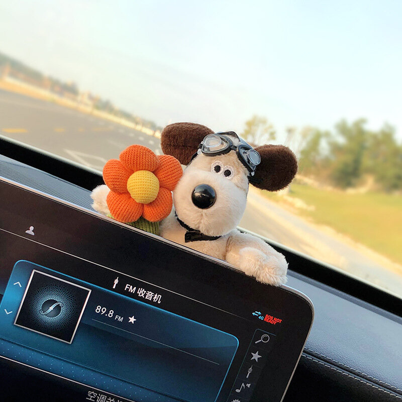 Милый орнамент для зеркала заднего вида в виде собаки, лежащий плюшевый автомобильный декор, центральный экран управления, автомобильная кукла, аксессуары для интерьера автомобиля для женщин