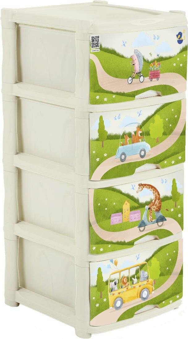Комод 4 секции LALABABY PLAY WITH BUSY ANIMALS 500*415*555 П-Ц
