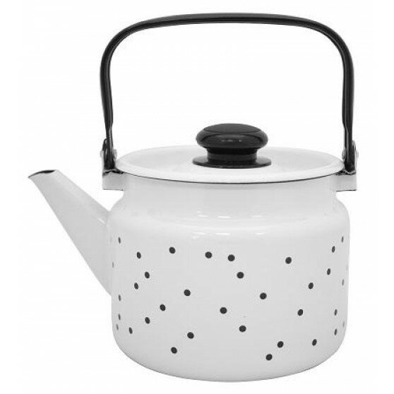 Чайник эмаль 2.0Л BLACK DOTS белая лысьва