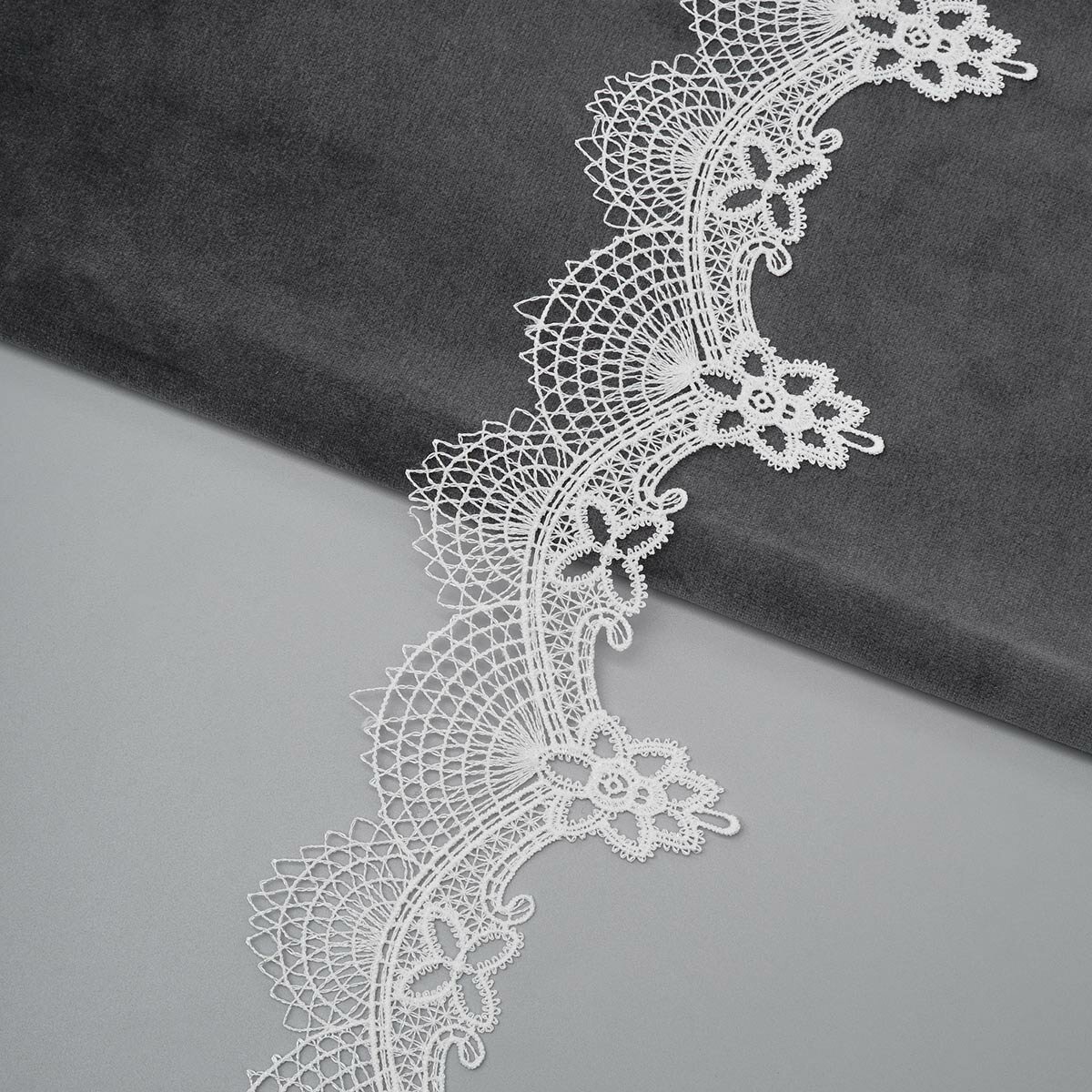 3Al187 Кружево для рукоделия гипюр 7см*13,72м (белый), 13.72 м