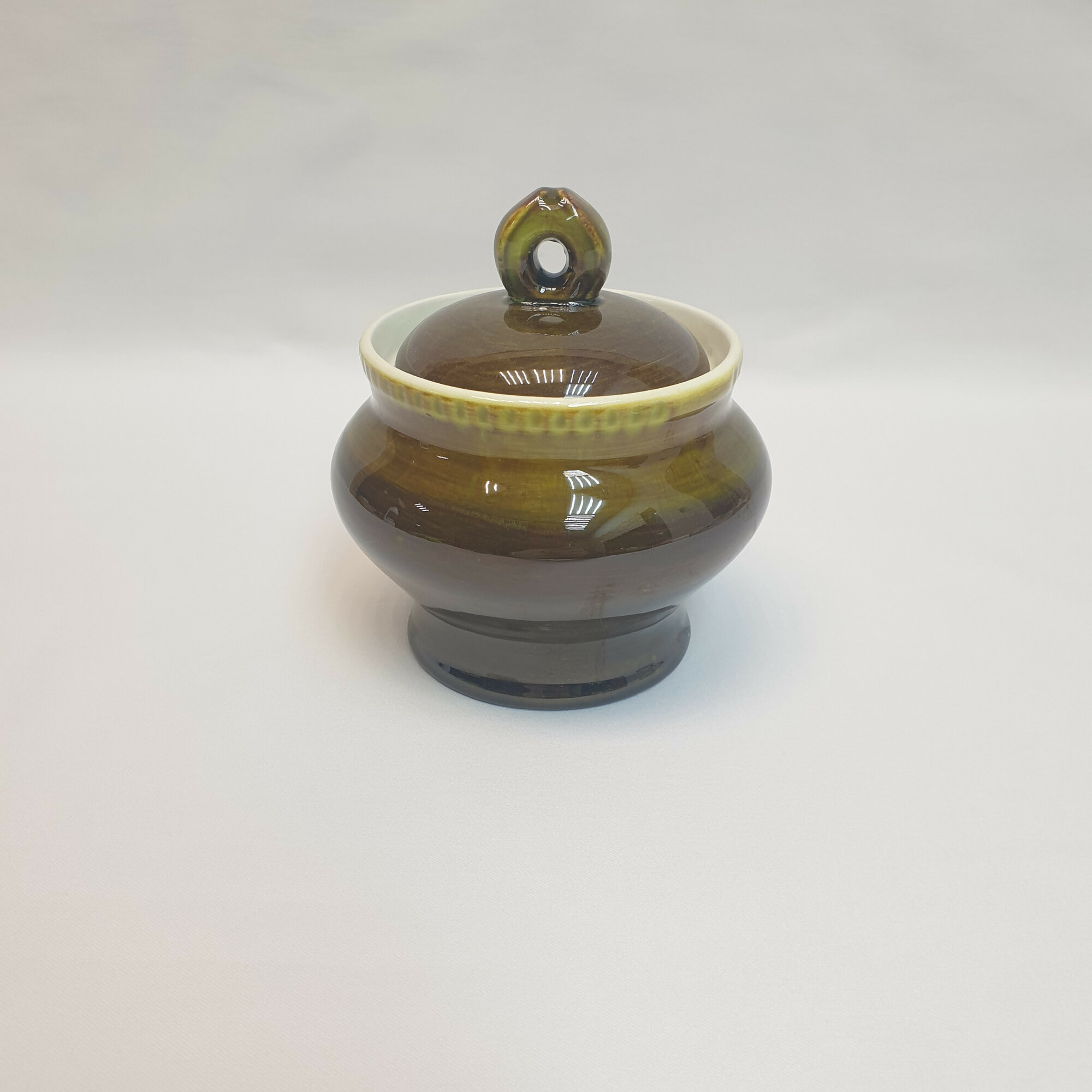 Сахарница Конаково ЗиК, обливная керамика 0.3 л, винтаж СССР