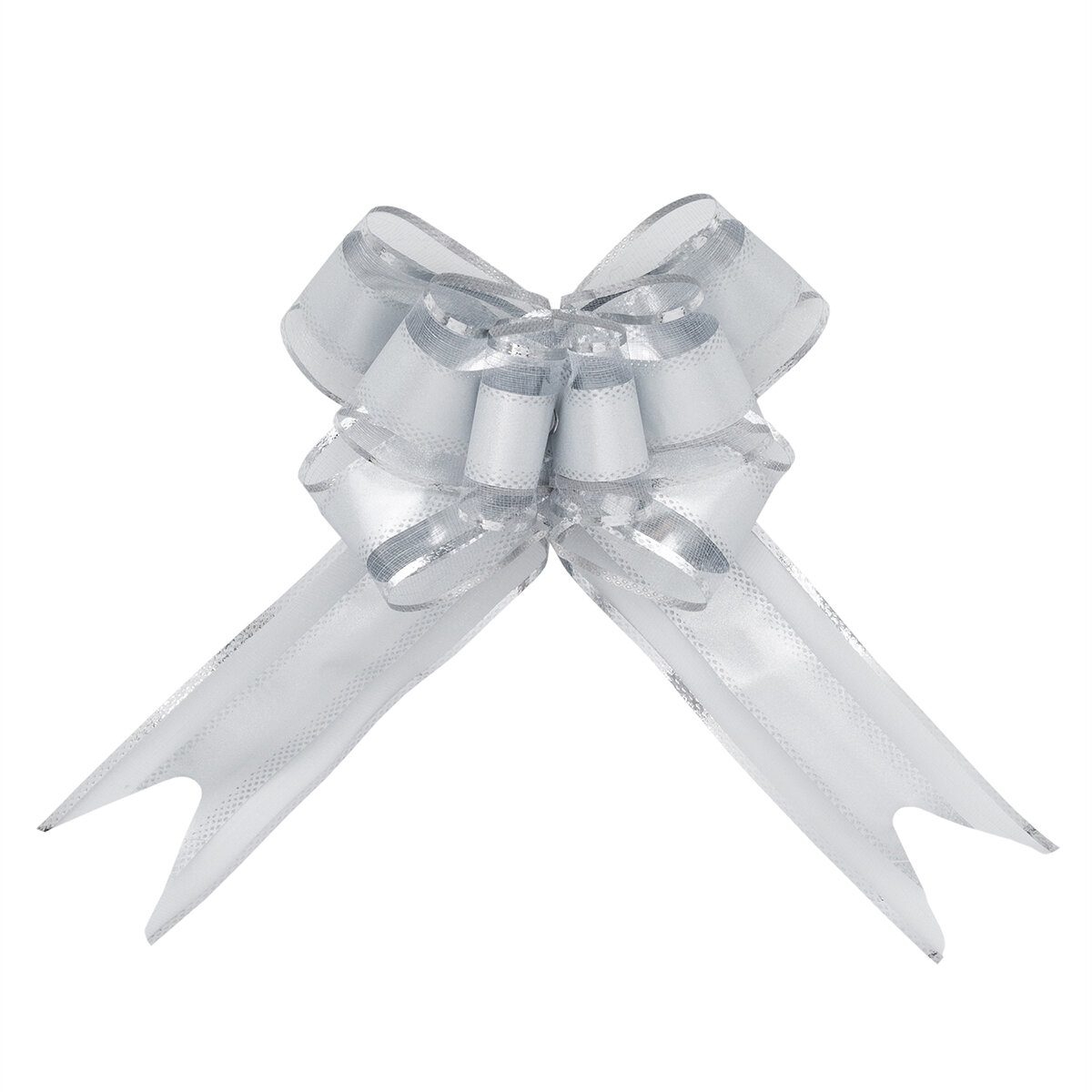Бант 'Бабочка' для упаковки подарка, диаметр 15 см, ширина ленты 5 см, цвет серебристый, 10 шт/упак