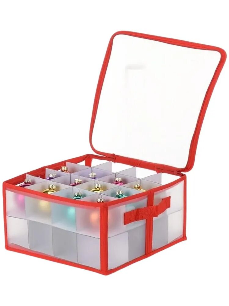 Коробка для хранения ёлочных шаров и игрушек 6 см (на 32 штуки), прозрачная, 30х30х15 см, Koopman International