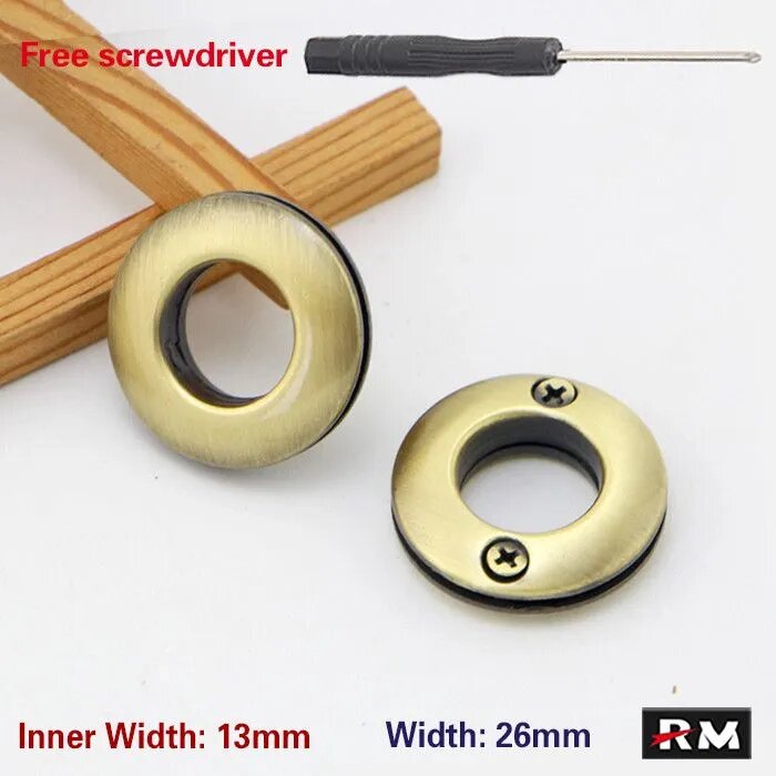 Люверсы с винтом, Аксессуары для сумки из сплава, Застежка, Его также можно использовать для украшения одежды, обуви и головных уборов, Внешний диаметр 26 мм, бронза, 2 шт