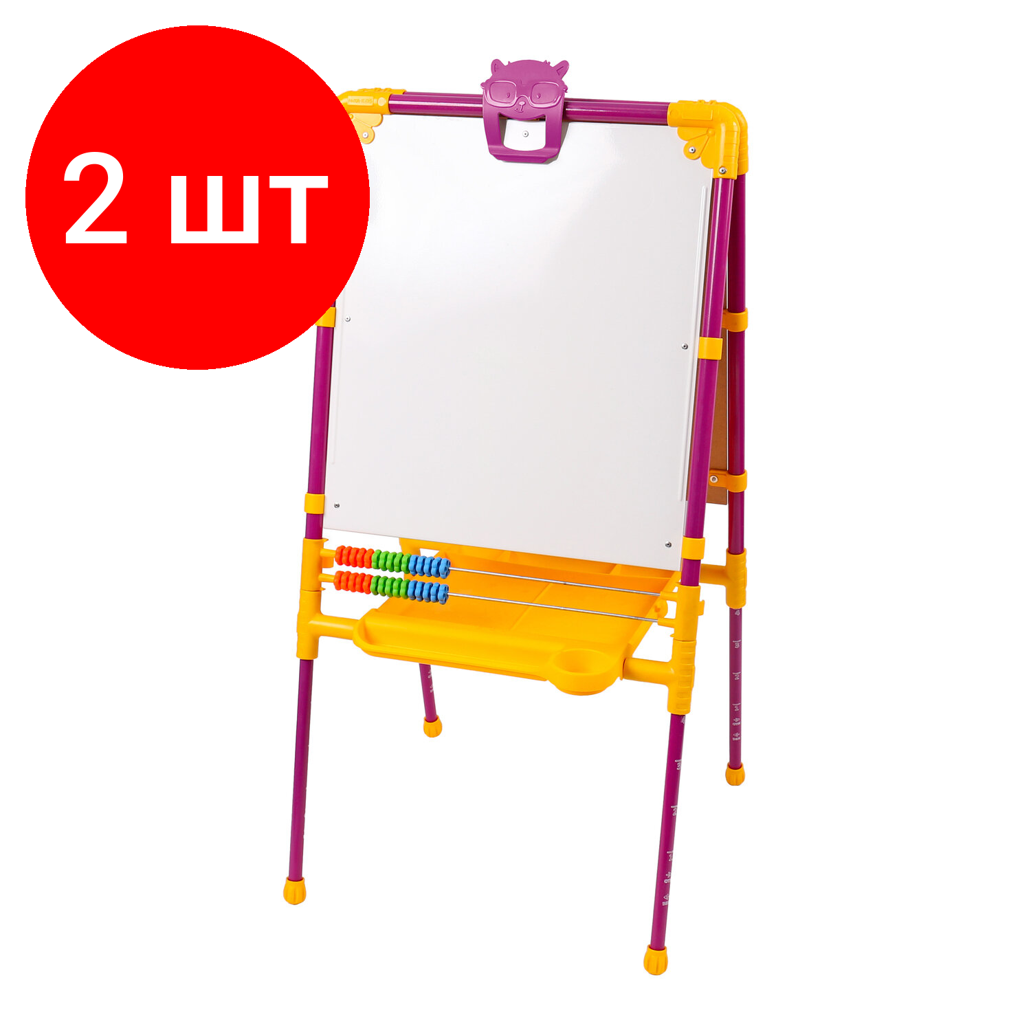 Комплект 2 шт, Мольберт растущий для мела/магнитно-маркерный, 53х46 см, BRAUBERG "NIKA KIDS", сиреневый, 238050