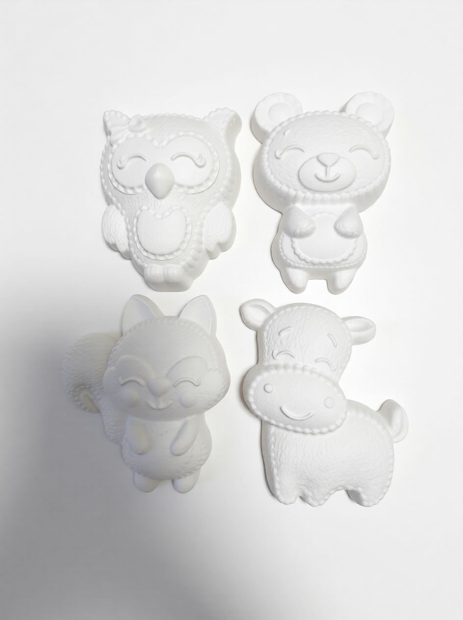 Набор 4 шт Фигурки барельеф-заготовка для творчества