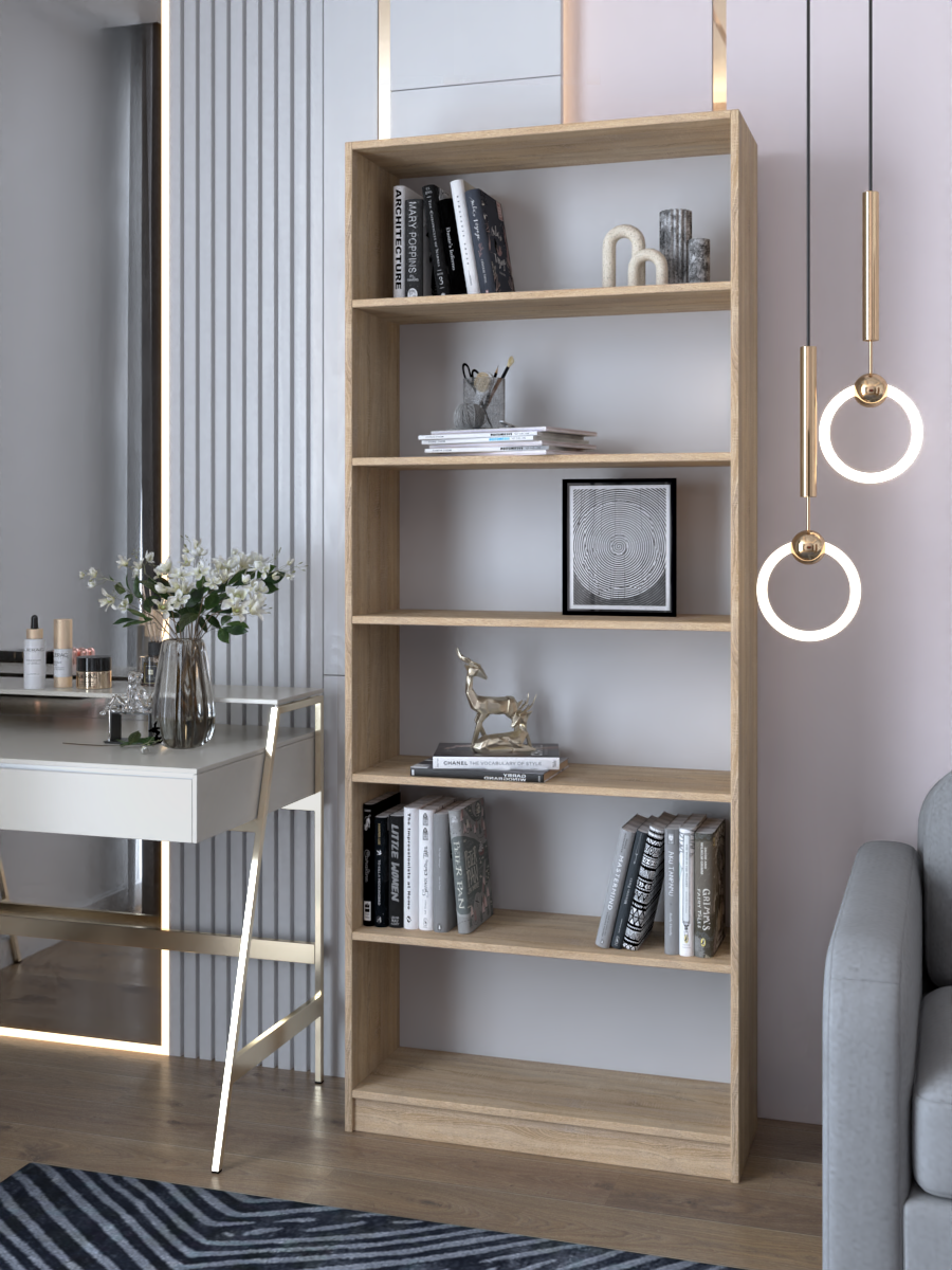 Стеллаж Билли деревянный напольный 80 х 202 х 28 см Дуб Сонома ЛДСП