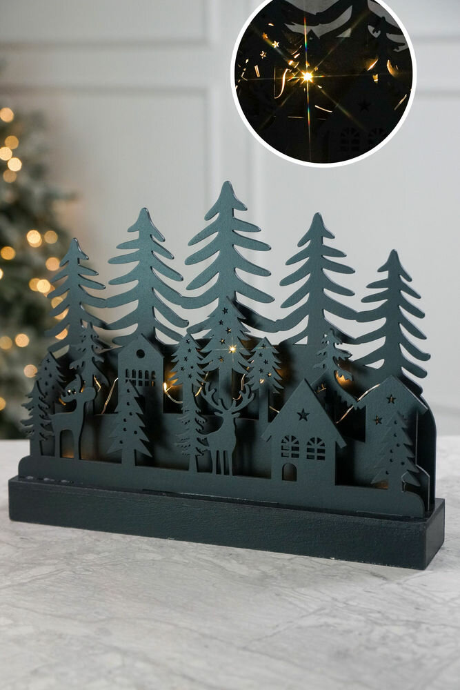 Декоративная композиция 'спокойной ночи!', дерево, тёплые белые LED-огни, батарейки, 23 см, Koopman International GR9021840-2