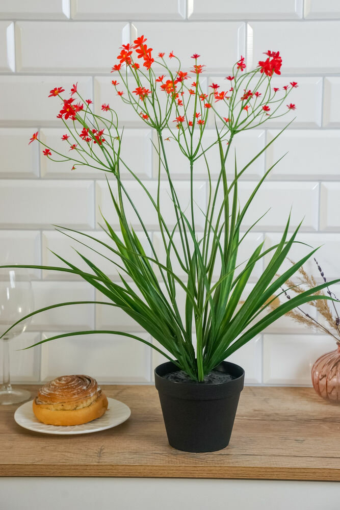 Искусственные цветы в горшке очарование флоры, красные, 50 см, Summer Deco 5010062