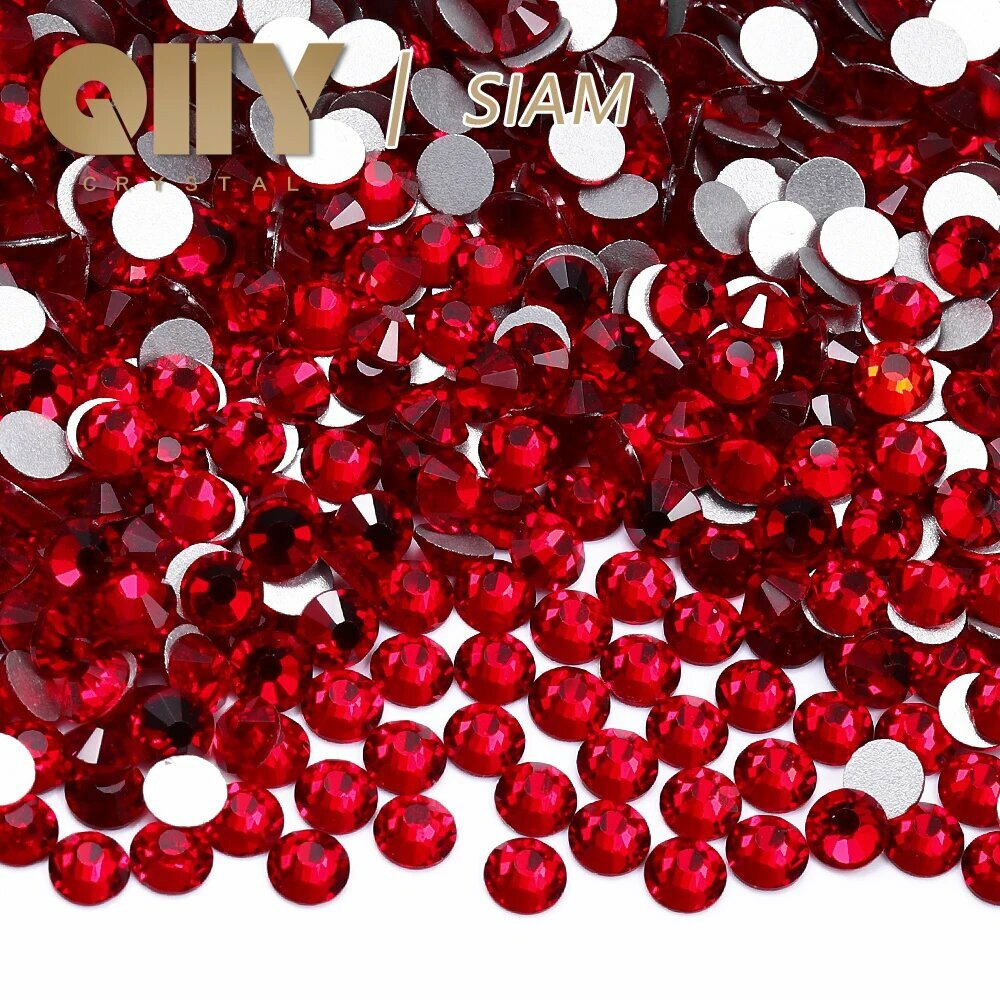 Стразы стеклянные QIIY Siam, красный, SS16-1440Pcs