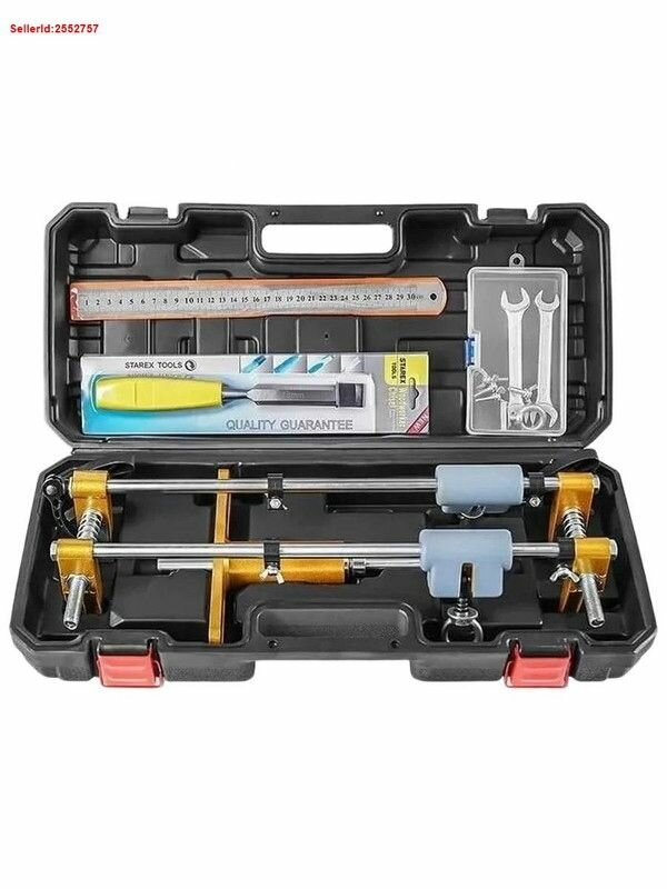 Шаблон для врезки дверных замков с комплектом фрез (5 штук) / Кондуктор для установки замков, поколение №4