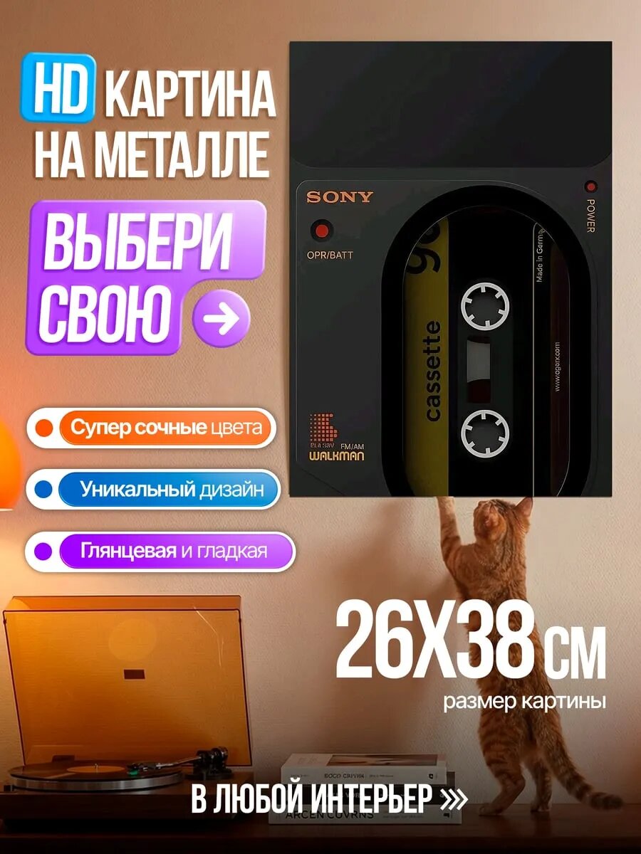Картина на HD металле Кассетный плеер Sony