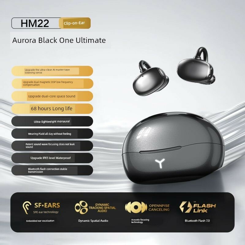 HM22 беспроводные наушники Bluetooth с 68-часовым аккумулятором, шумоподавлением, премиальным звуком - Аурора черный