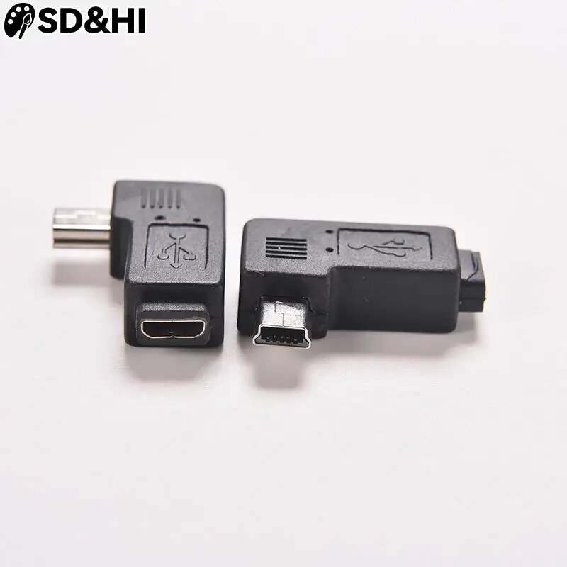 Переходник Mini USB A/Micro USB B, угловой 90 градусов, черный