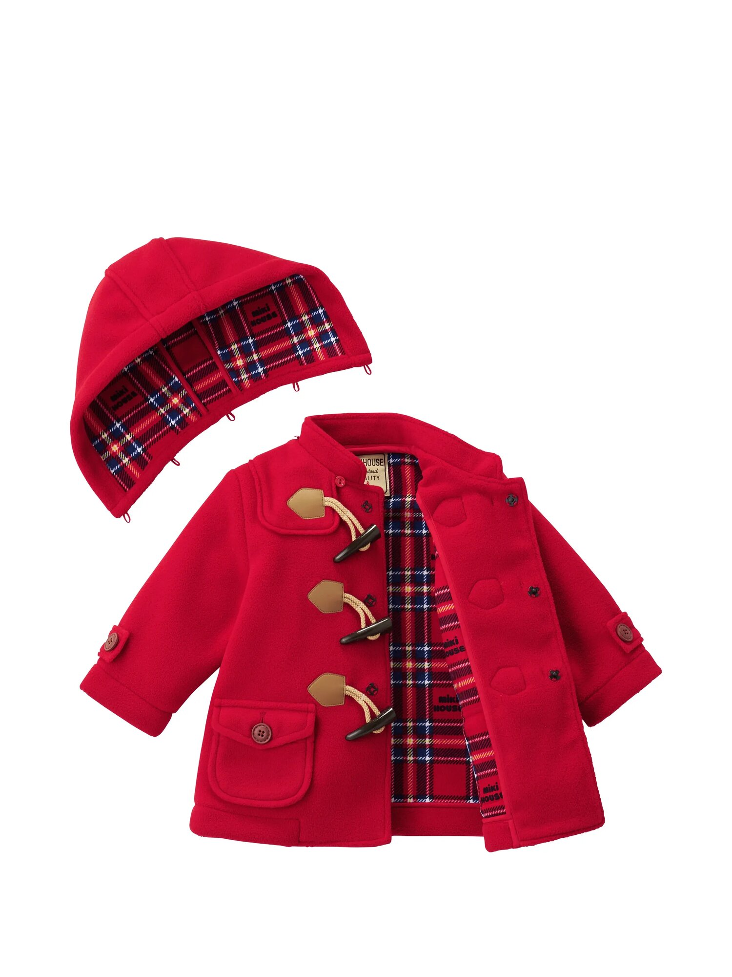 Пальто MIKI HOUSE Toggle-fastening hooded coat, размер 2 года — фото 1