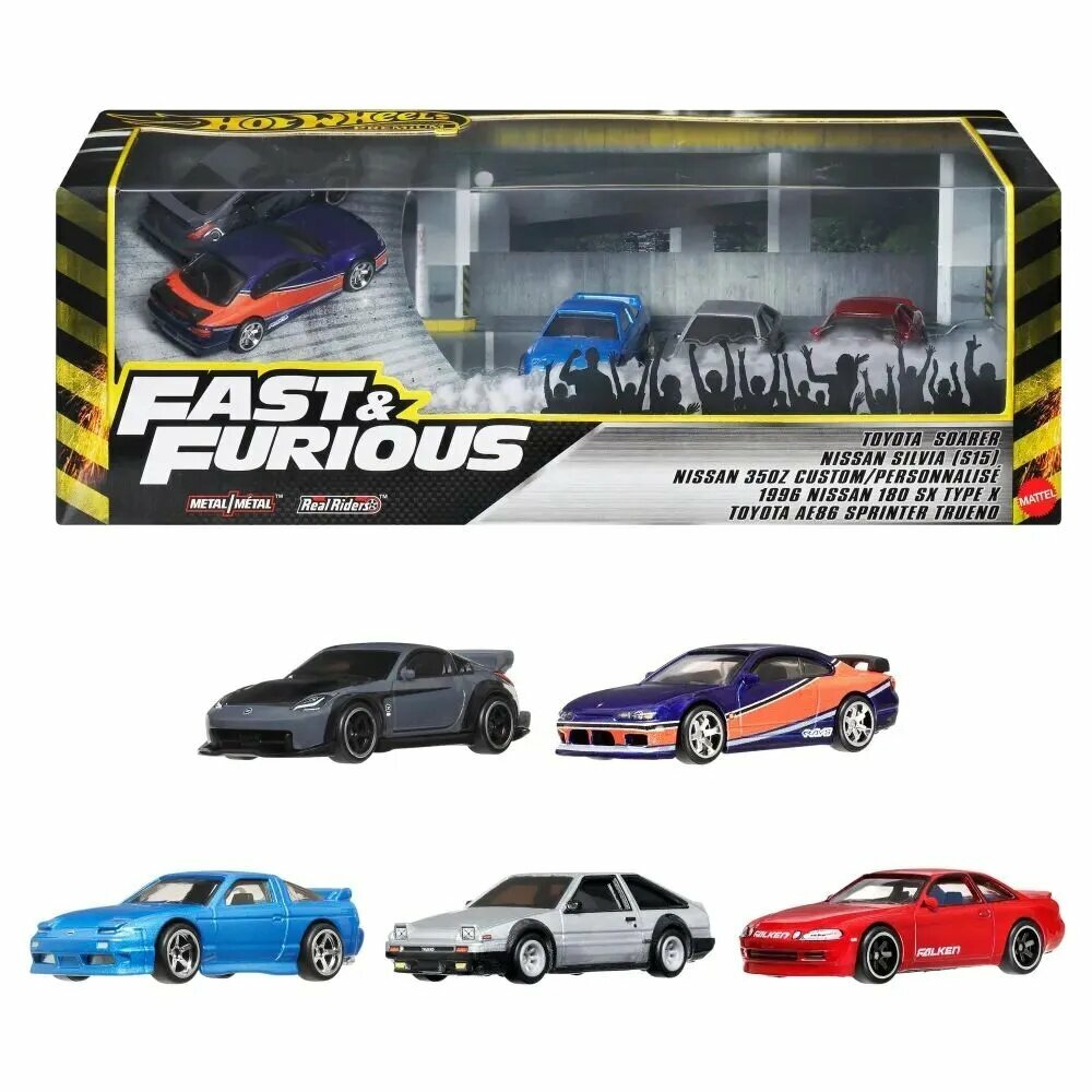 Машинка Hot Wheels 2025 Premium Garage TOYOTA SOARER+AE86+1996NISSAN 180 SX+SILVIA (S15)+350Z CUSTOM