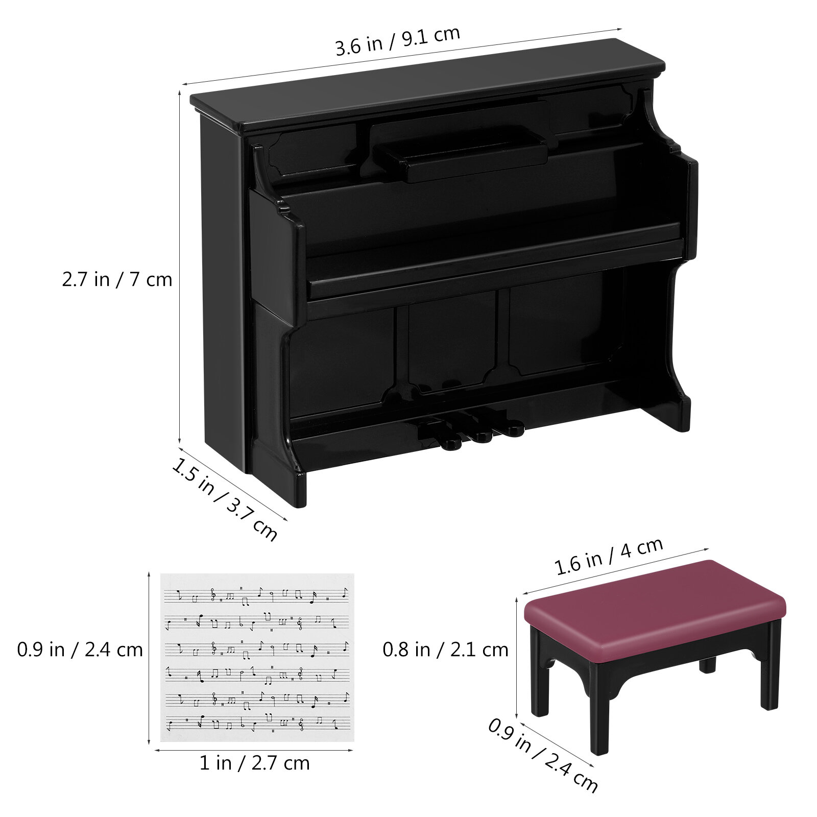 Мини Пианино И Табурет Для Домика Кукол 1 Шт Черный Размер 9 10X7 00X3 70Cm