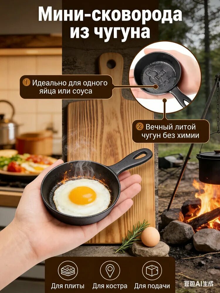 Сковорода для оладий, без крышки, с фиксированной ручкой