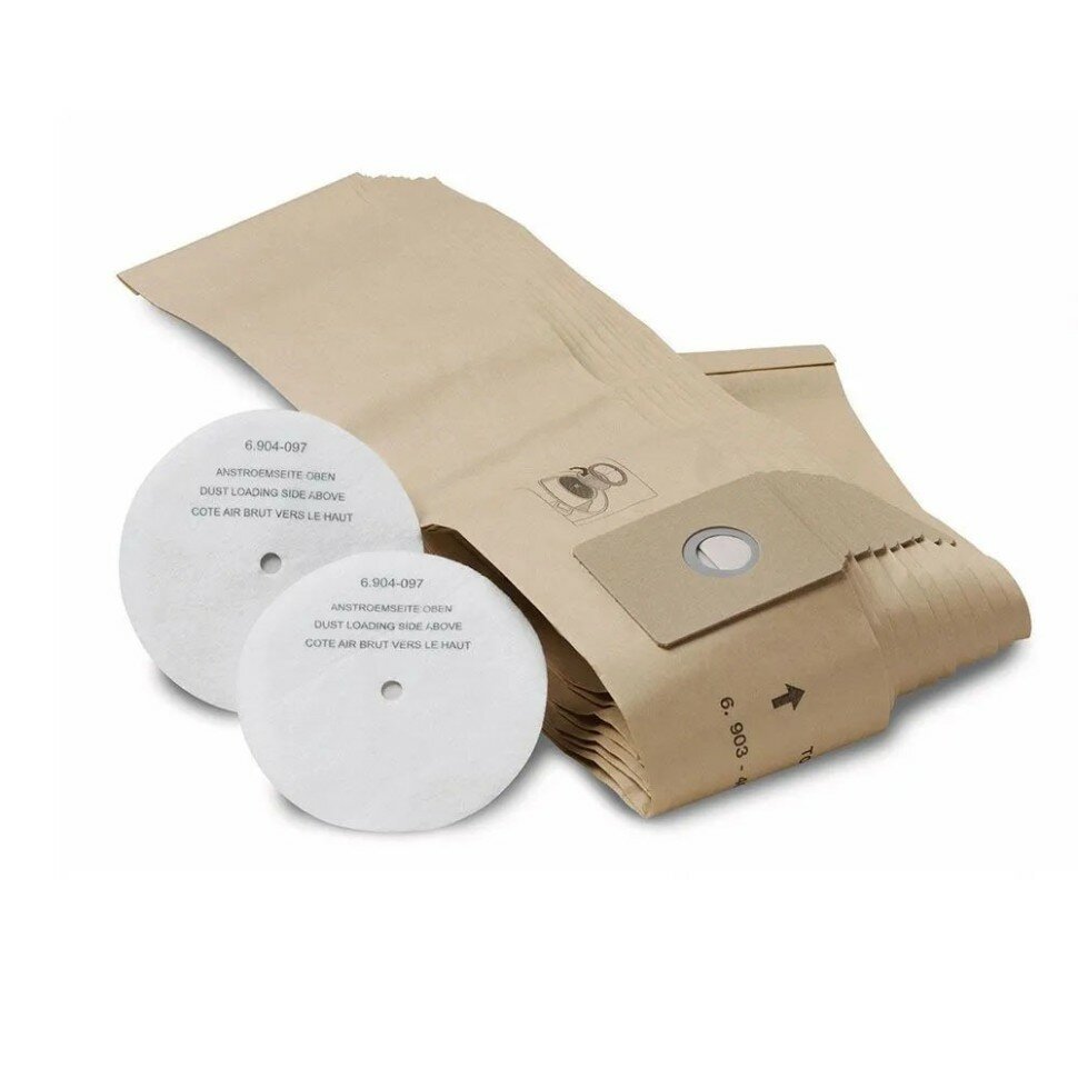 Мешки пылесборники для пылесоса Karcher Т 201. 10 штук+2 фильтра арт. 6.903-118