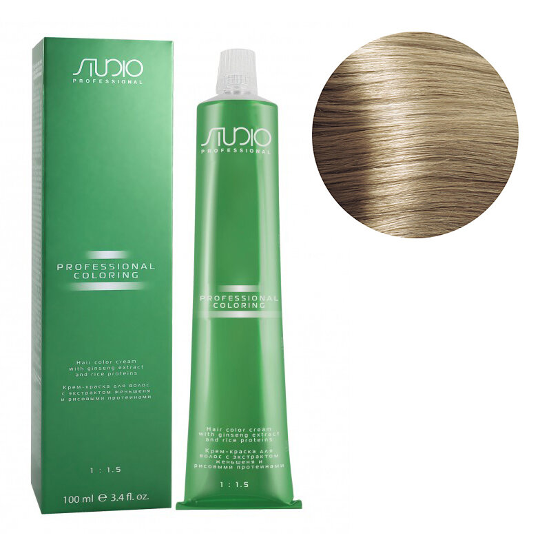 Kapous Studio Professional Крем-краска для волос Studio, тон №9.13, Очень светлый холодный бежевый блонд, с рисовыми протеинами и экстрактом женьшеня,