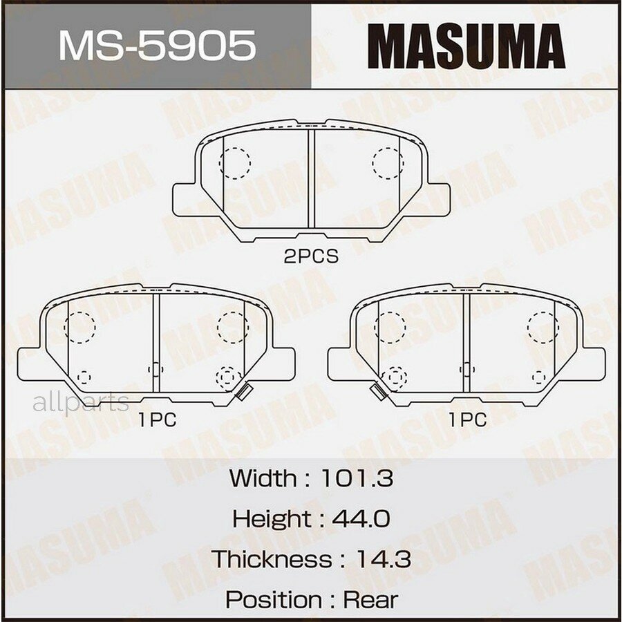 MASUMA MS-5905 Колодки задние MITSUBISHI ASX MASUMA MS-5905