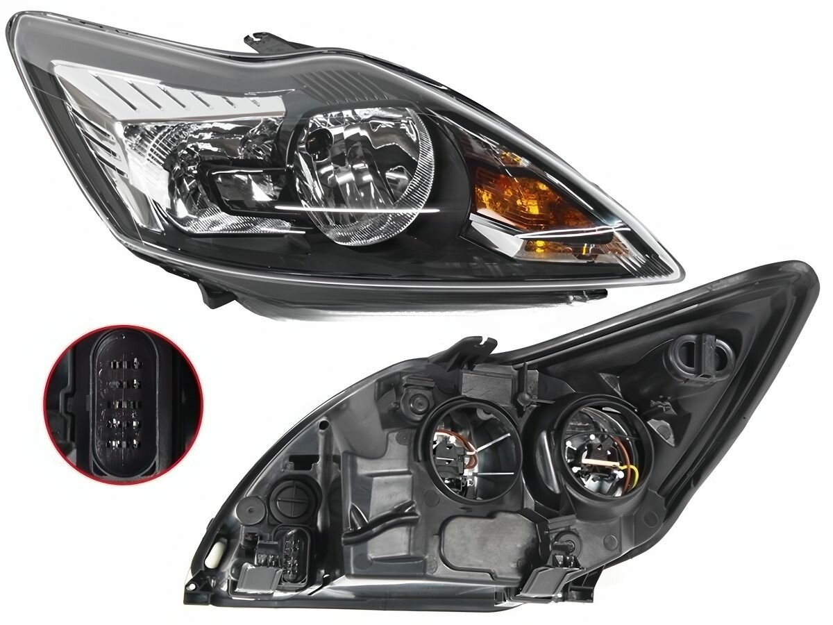 Фара правая, черная с электрокорректором для Форд Фокус арт ST4311181RMLDEM2 SAT