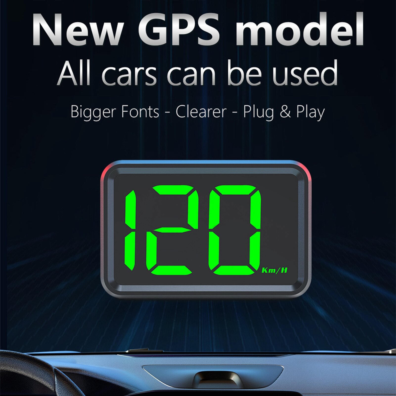 Проекционный дисплей (HUD), GPS спидометр (км/ч), для авто, большой экран