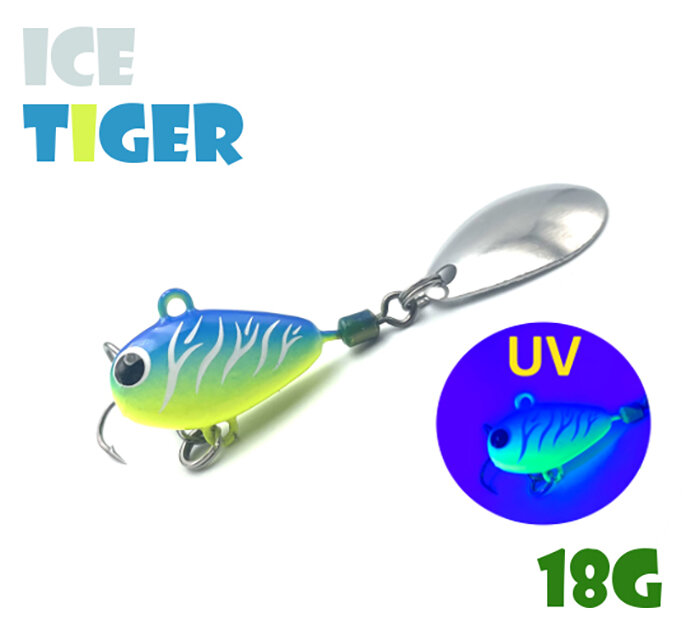 Блесна Тейл-Спиннер для рыбалки Uf-Studio Hurricane 18g #Ice Tiger