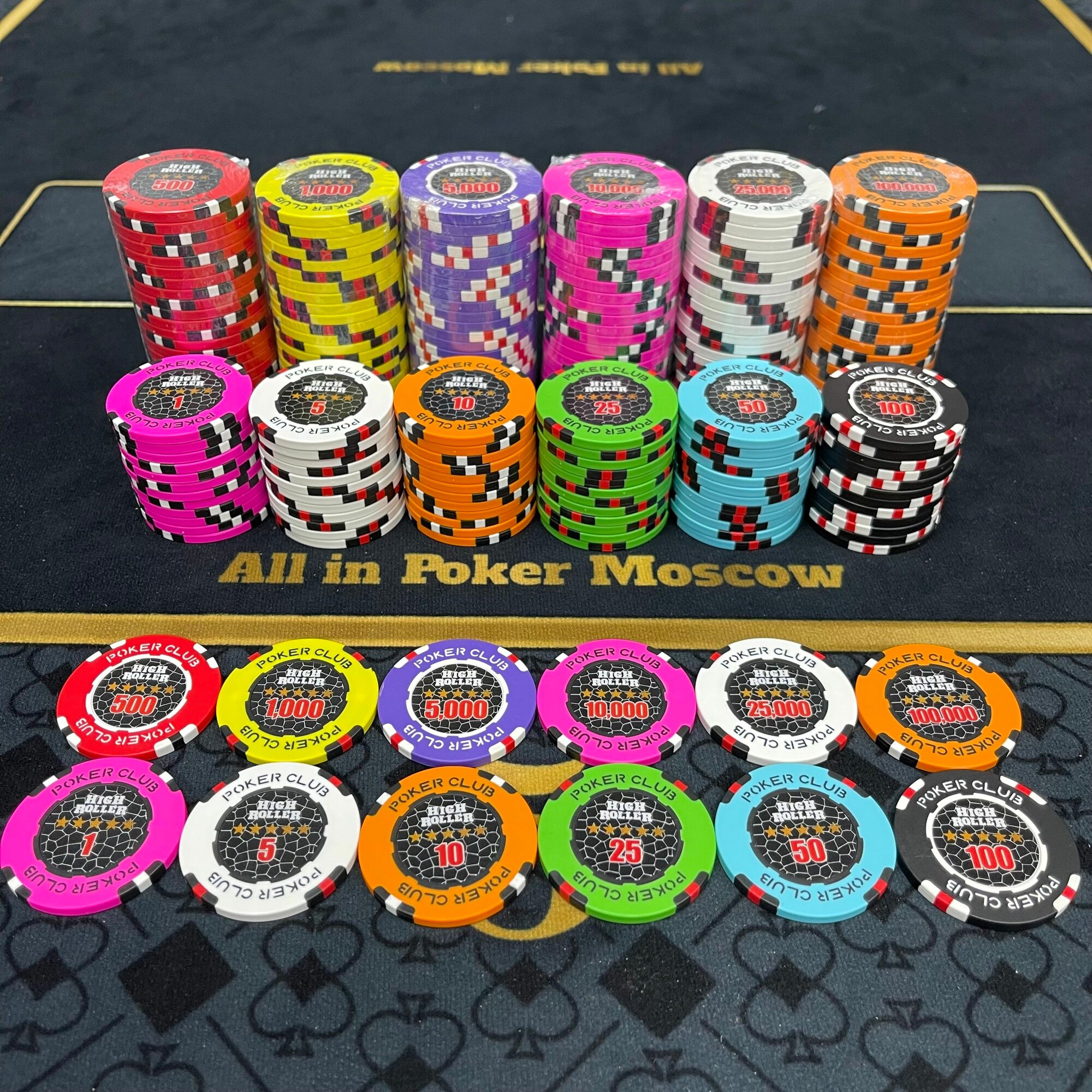 Фишки для покера 40 мм - номинал 100 B - 25 фишек