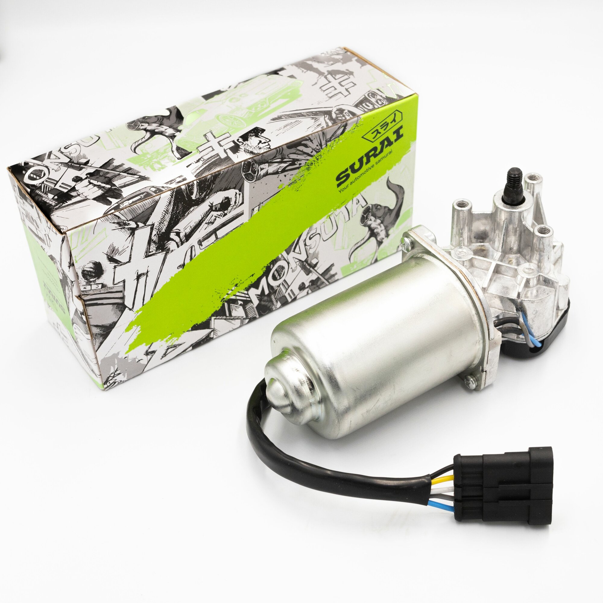 Моторедуктор стеклоочистителя SURAI для LADA (ВАЗ) 2110, 2112, Kalina I, Kalina II (D 10мм) (SR 00218, аналог 21103730000)