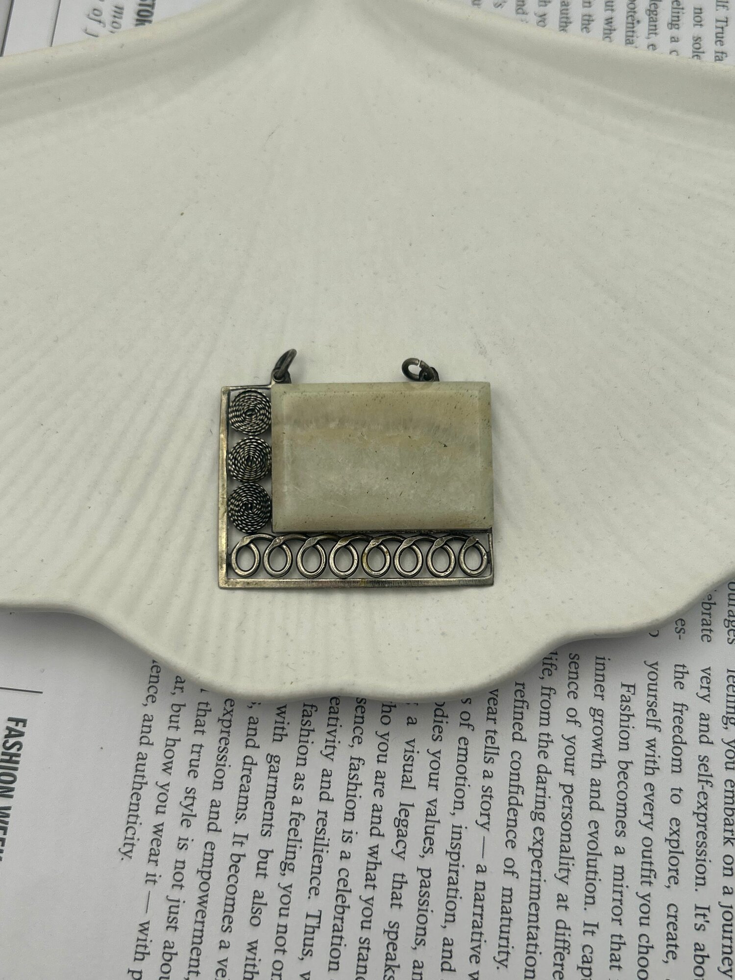 Винтажный мельхиоровый кулон подвеска, агат, скань