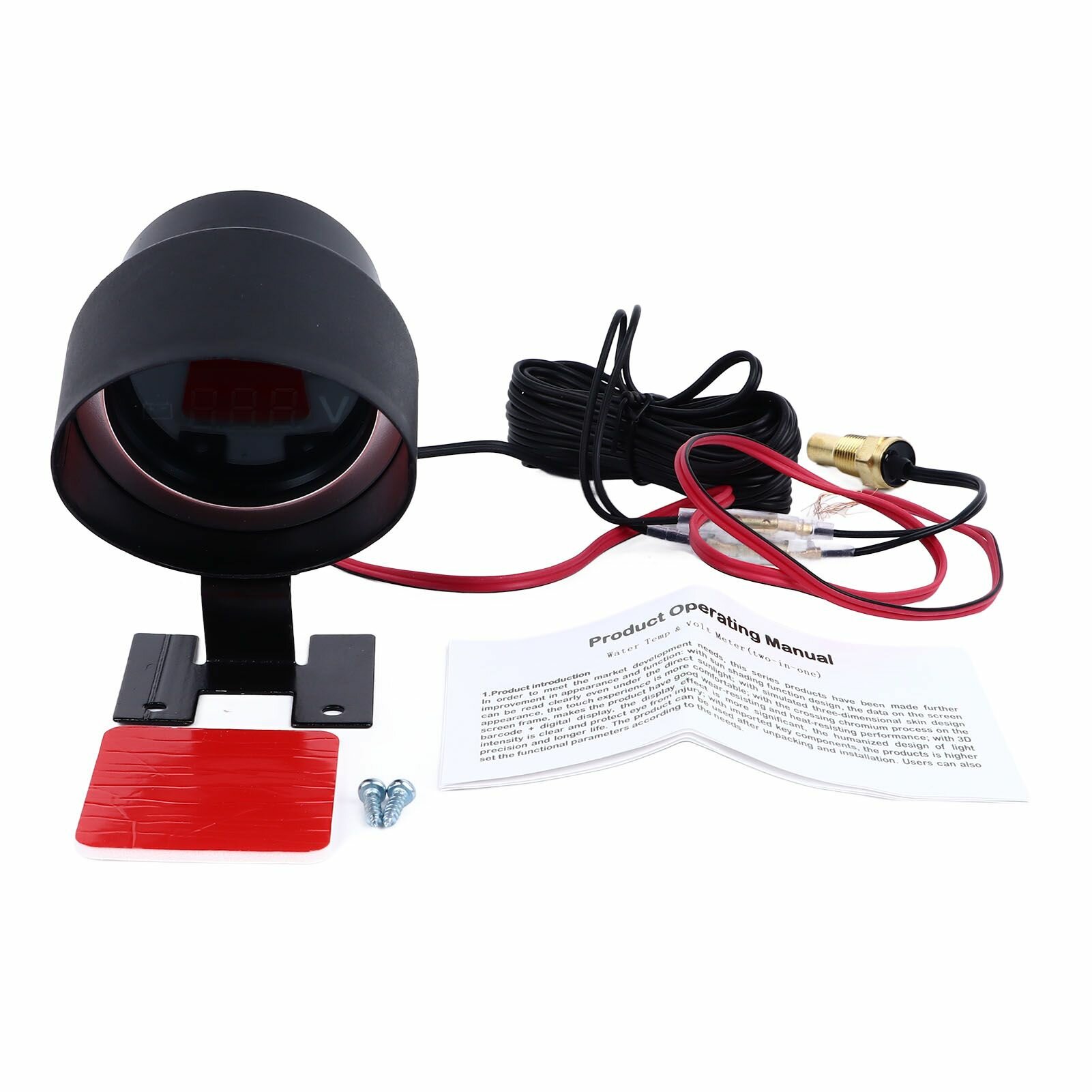 Датчик температуры воды, вольтметр 2 в 1, круглый цифровой дисплей, ЖК-датчик для автомобиля, мотоцикла, 12 В или 24 В