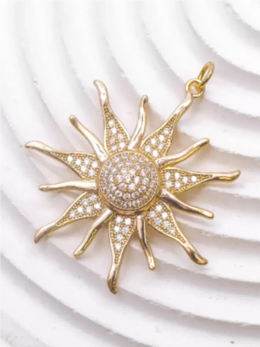 8225 Яркая подвеска солнышко 36*34мм позолота 1 штука топ А+