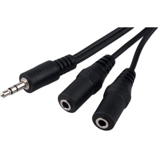 Кабель-разветвитель аудио Cablexpert , Jack 3.5(M) 3pin/2xJack 3.5(F), 5м, черный (CCA-415-5M-N)