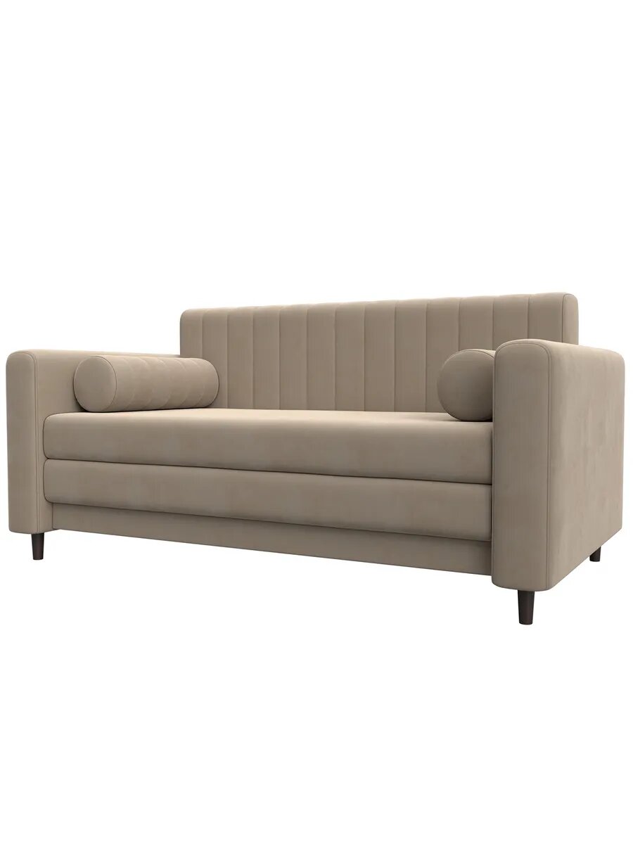 Диван прямой Браун со спальным местом 137х199 см, на ножках, две декоративные подушки, велюр