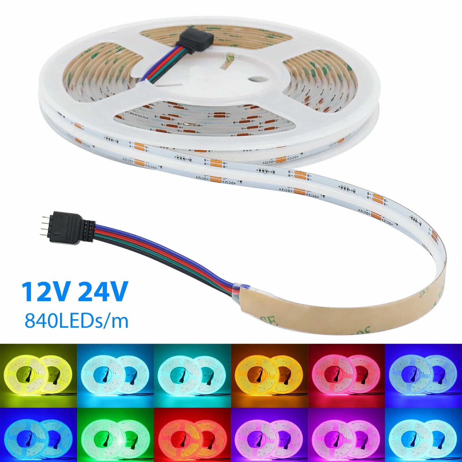 RGB светодиодная лента XUNATA 12V, 1 м, 840 LED/м