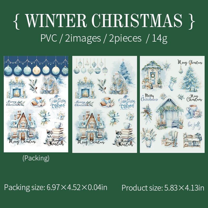 Наклейки Winter Christmas, 2 шт./упак, ПВХ, Color: A