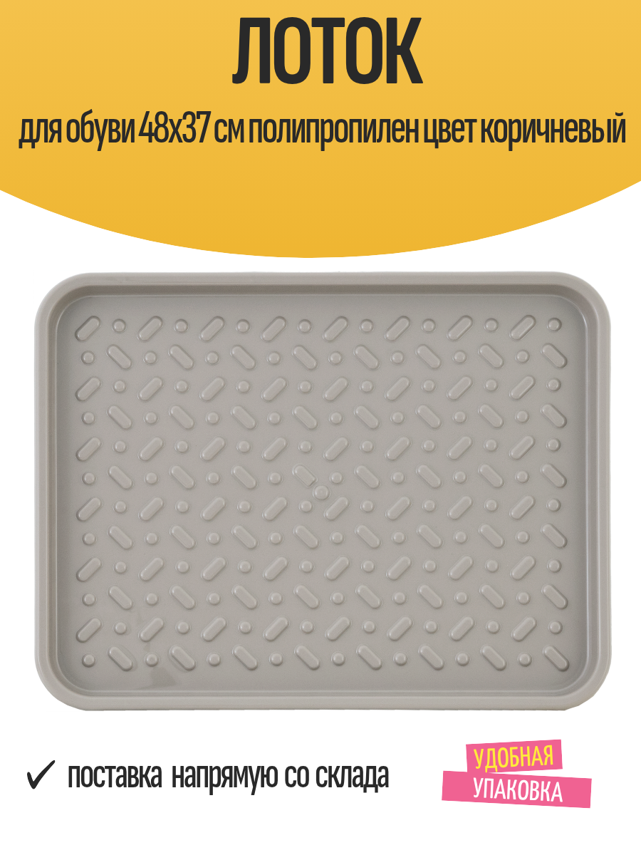 Лоток для обуви 48x37 см, полипропилен, цвет коричневый, 1 шт