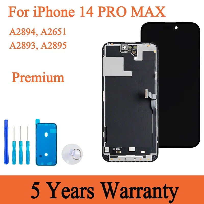 Высококачественный ЖК-дисплей для iPhone 14 Pro Max, 100% протестированный сенсорный экран, дигитайзер в сборе A2894 A2651 A2893 A2895