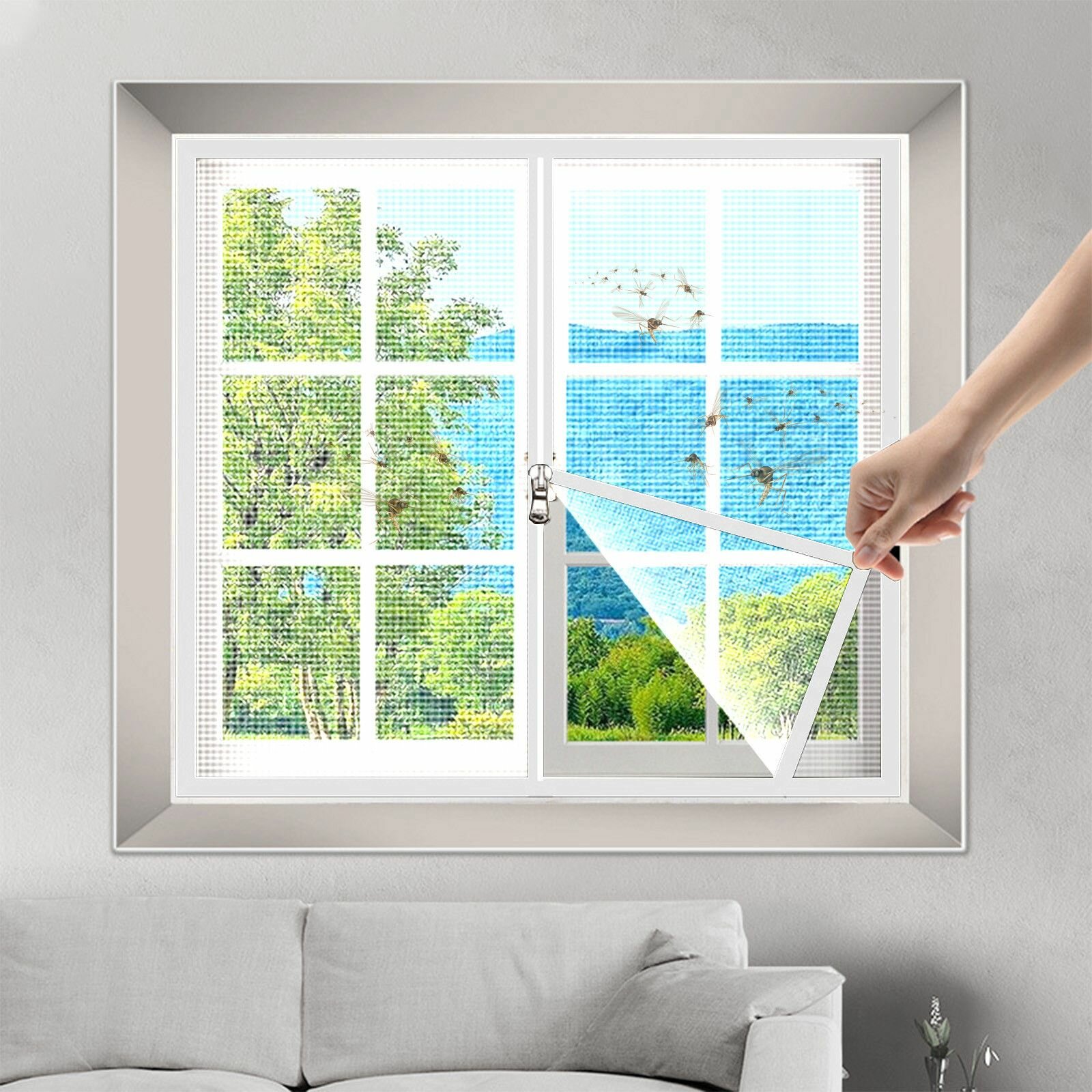 Съемная москитная сетка с окошком на молнии