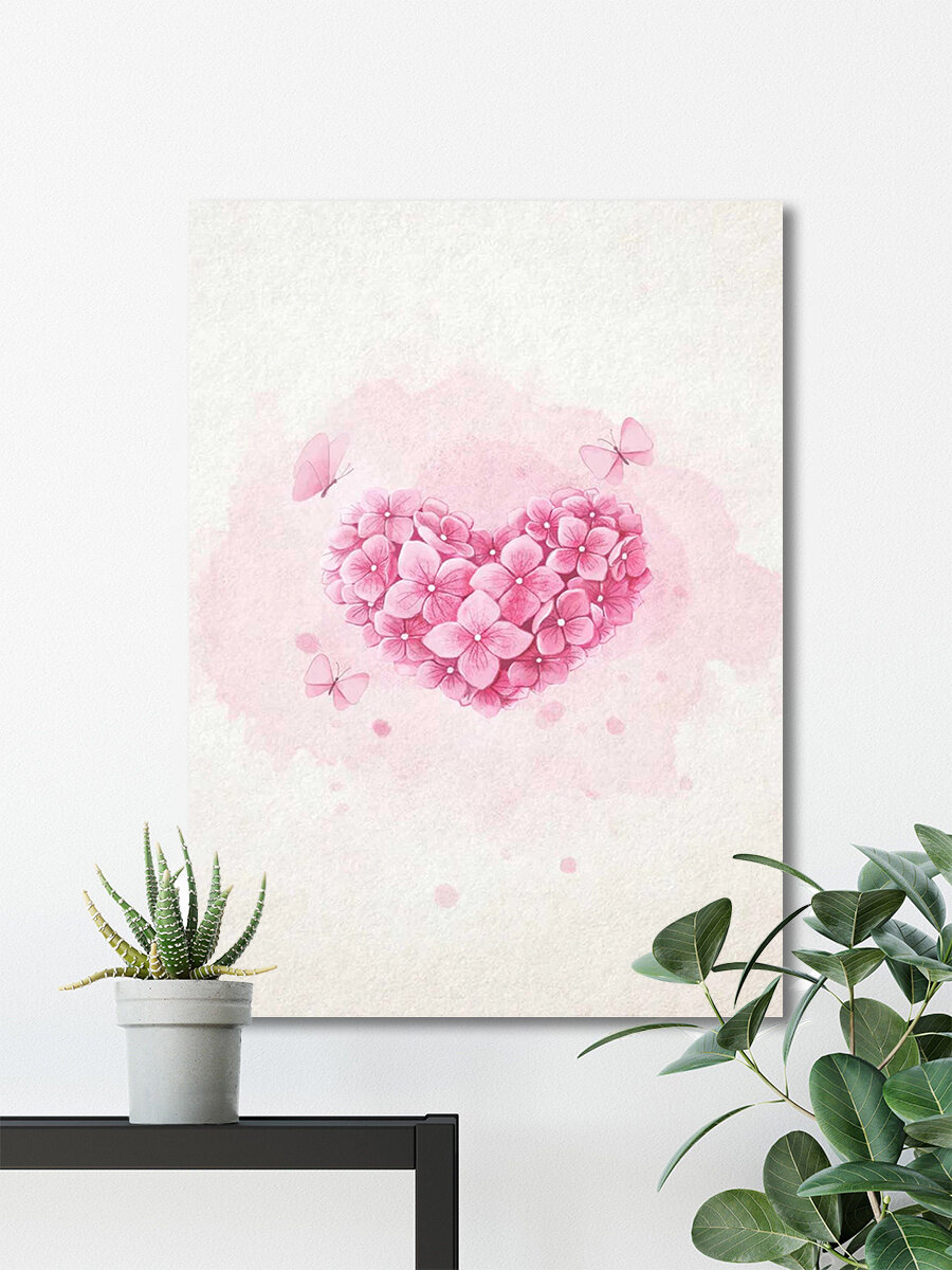 "Цветочное сердце" / декор - картина для интерьера / на стену , 50х70 см.