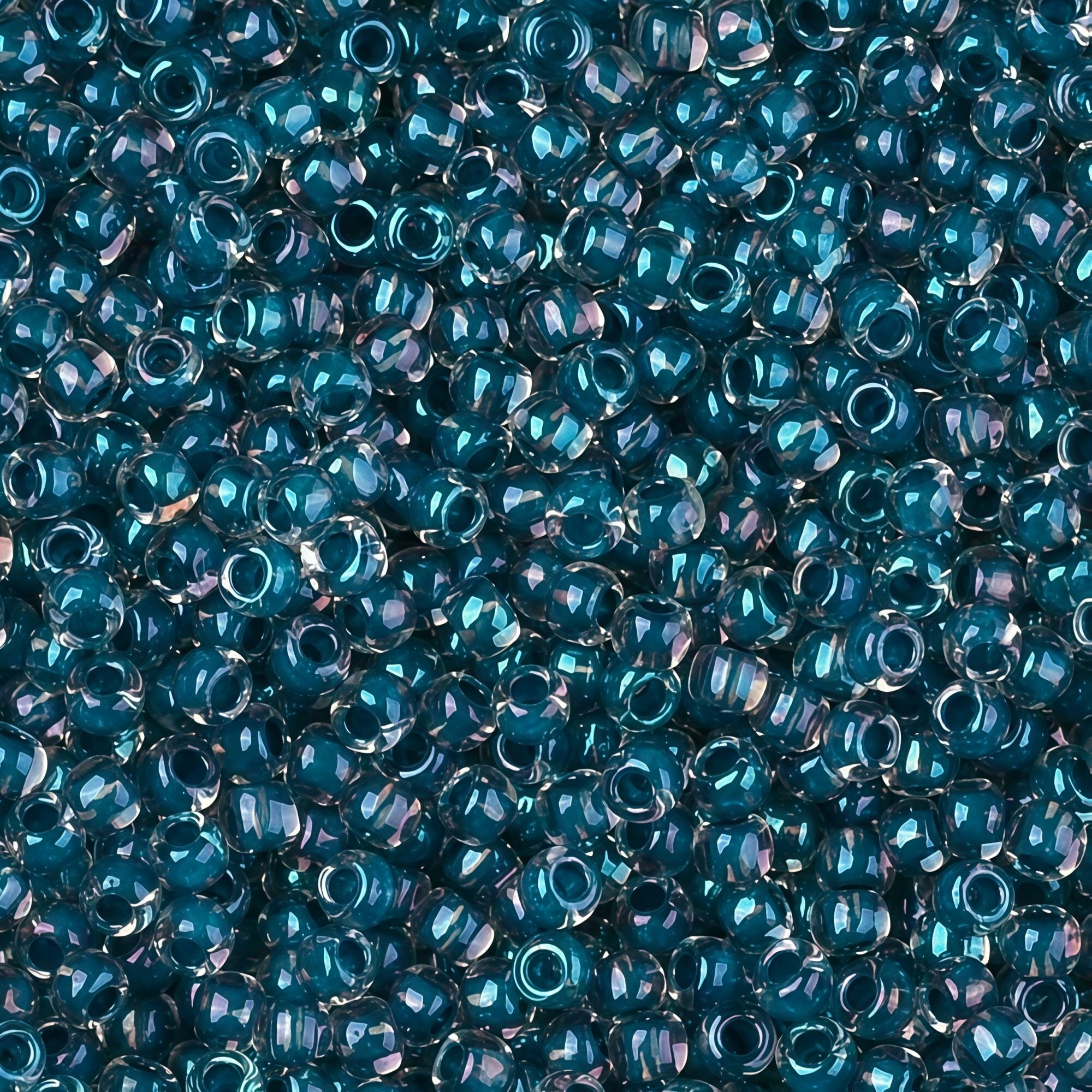 Бисер TOHO круглый, размер 11/0, цвет #188 (Окрашенный изнутри, глянцевый хрусталь/капри), 10 грамм