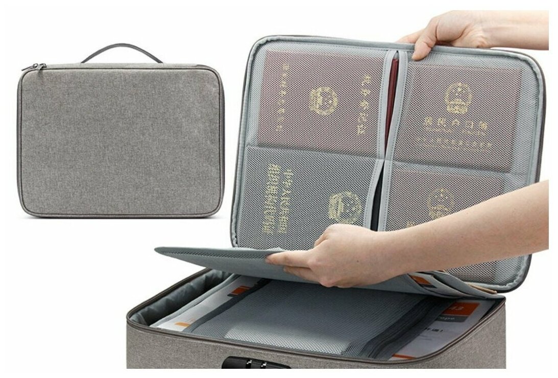 Органайзер-сумка OEM, для хранения личных документов, серый, полиэстер