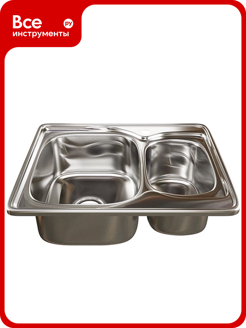 Врезная мойка mixline 50х63х18 см, 0.8, 2-х чаш выпуск 3 1/2, с сифоном 538196 надежной конструкции