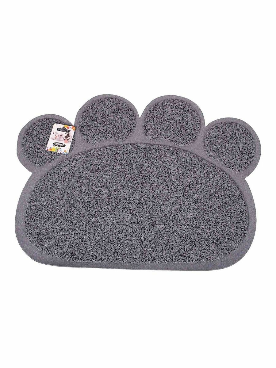 Коврик для кошачьего туалета под наполнитель двухслойный в виде лапки IMAC, серый, 60 х 55 см