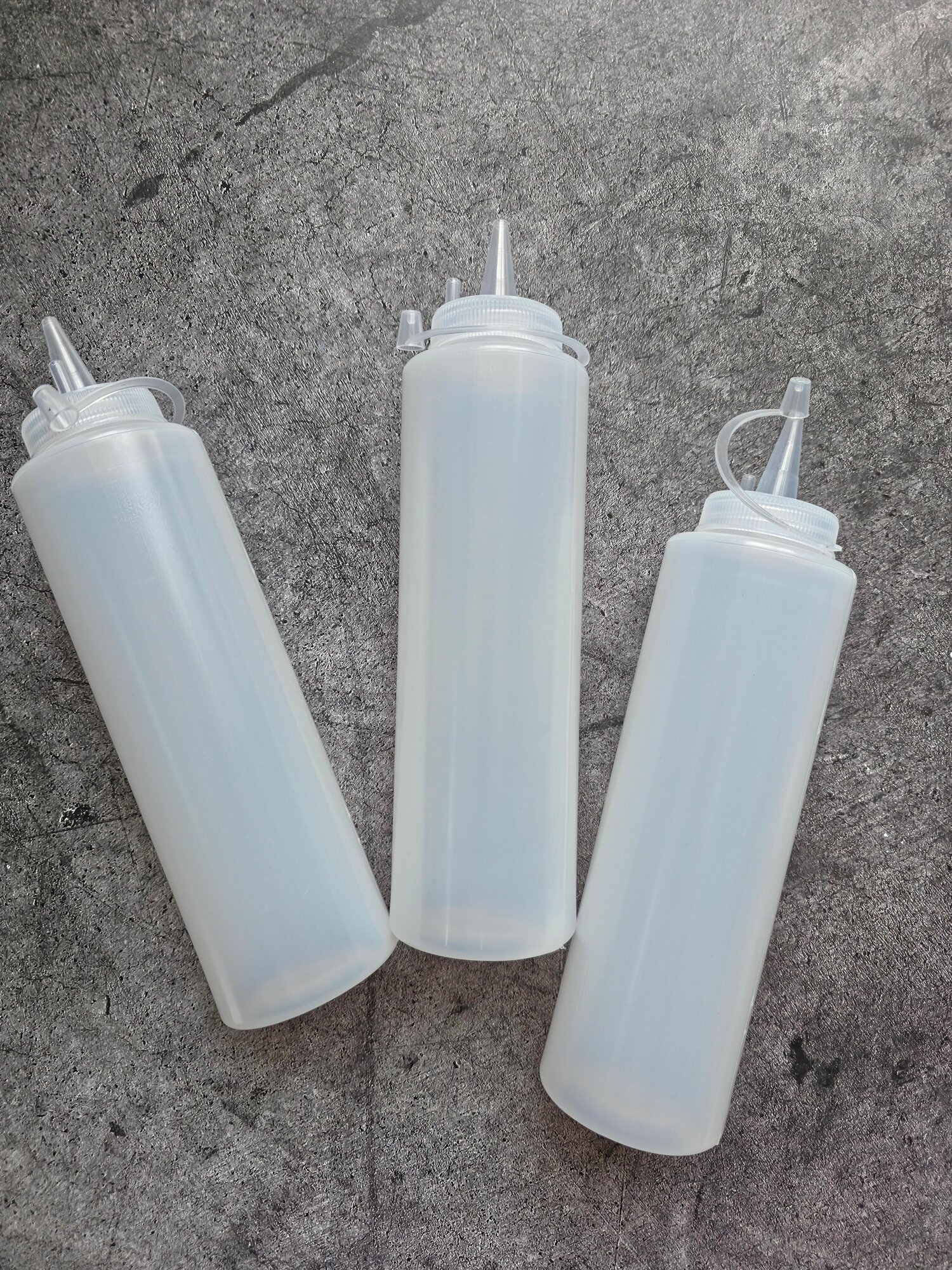 Дозатор, емкость с крышкой, прозрачная, набор 3 шт, 375 мл, для соуса.