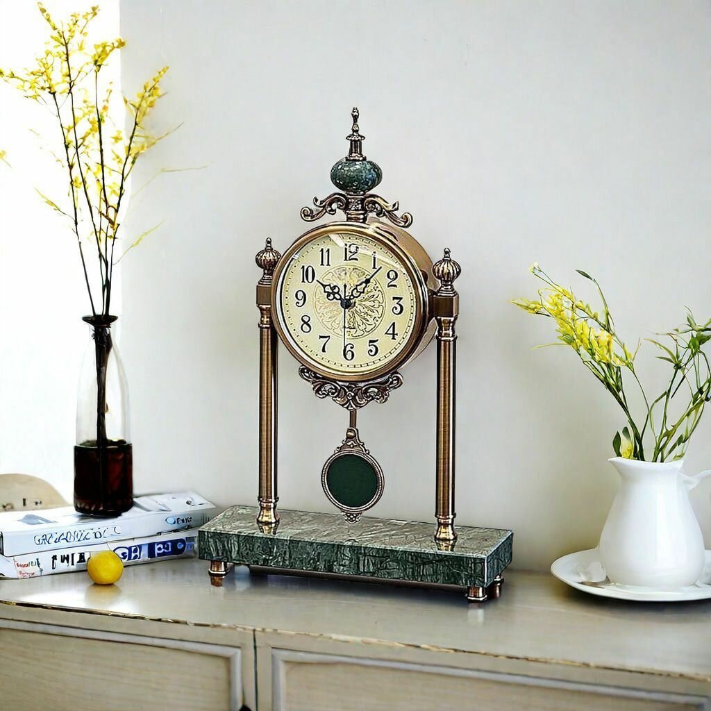 Настольные каминные часы, Старинный европейский стиль, с маятником, бесшумный, используется в отделке дома, офиса, отеля