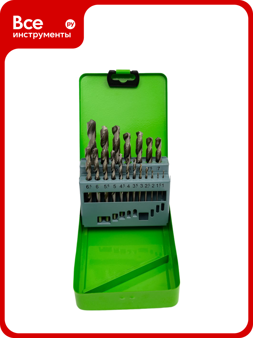 Набор сверл по металлу 19 шт (1-10 мм, шаг 0.5 мм) Pobedit, 10 мм,