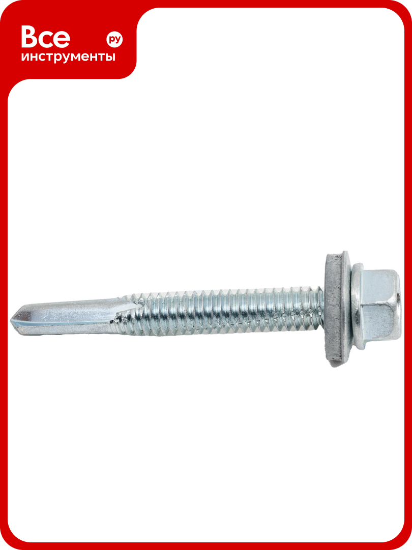 Саморез креп‑комп кровельный, с увеличенным сверлом, 6,3х51 Kn 100шт скд6351ф, 3×51, оцинкованный сталь, пресс‑шайба